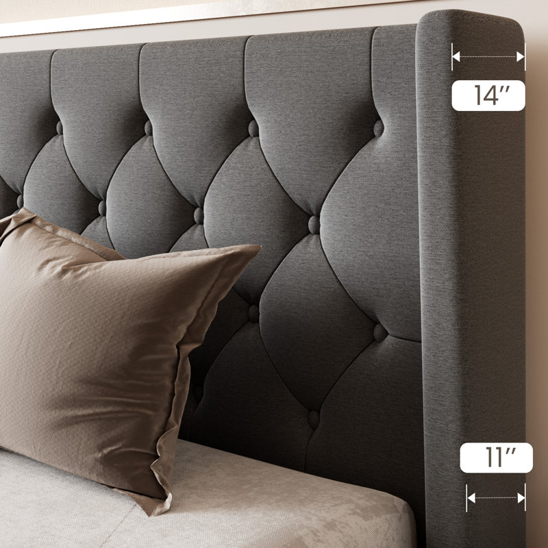 Lark Manor Hilbert Upholstered Low Profile Platform Bed Frame With